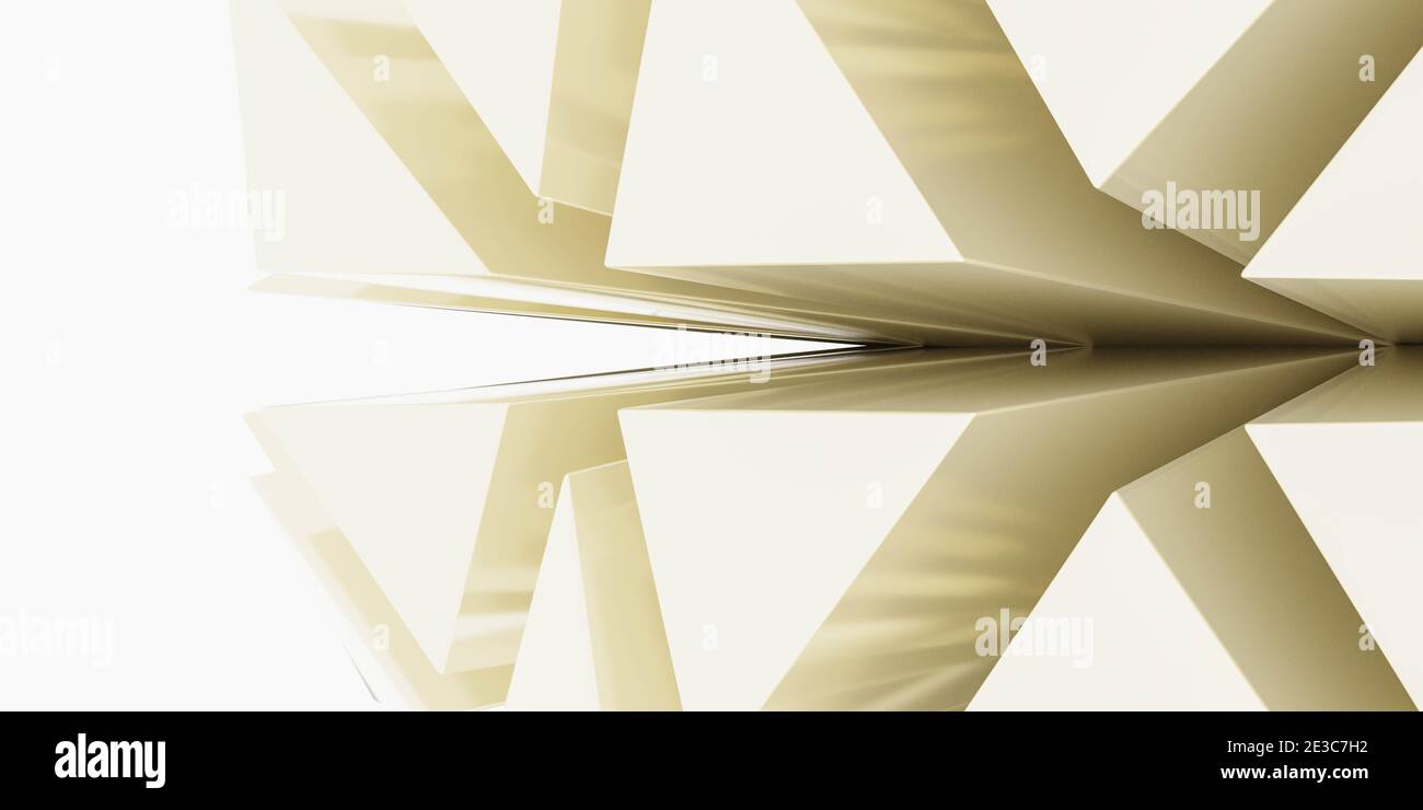 abstract yellow golden triangle shape surface 3d render illustration ...