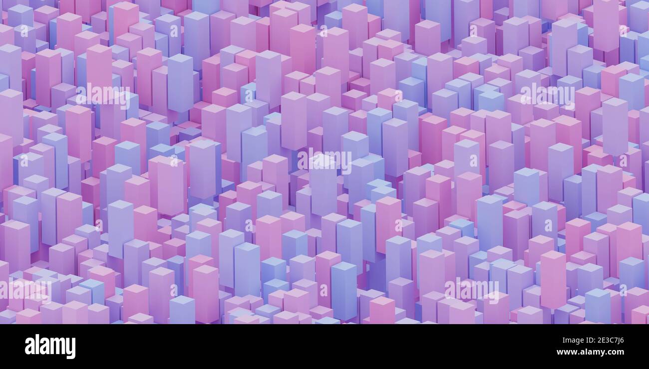 abstract violet and blue modern columns cube pillars 3d render ...