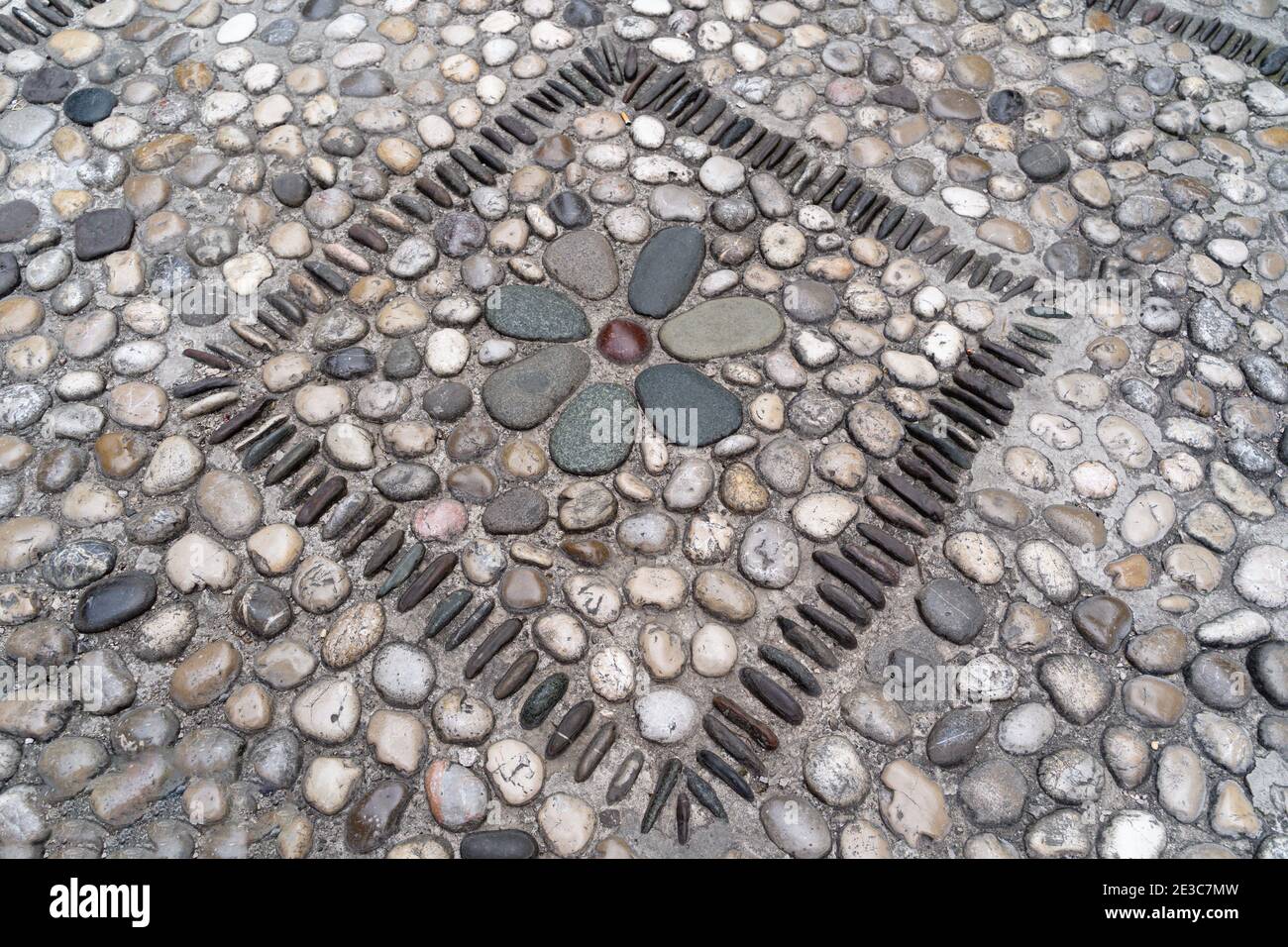 Texture of the cobblestone walkway paved with pebbles Stock Photo - Alamy