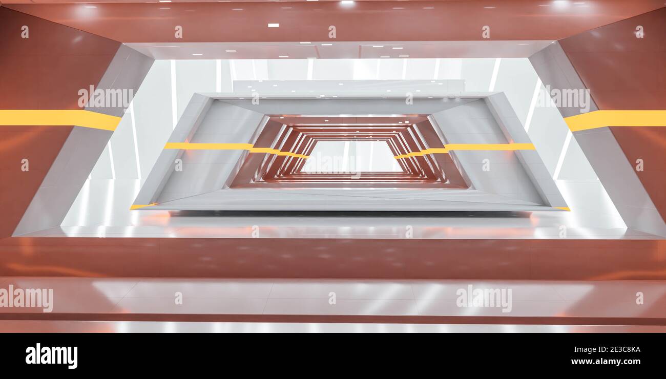 abstract futuristic modern building tunnel basement architecture 3d ...