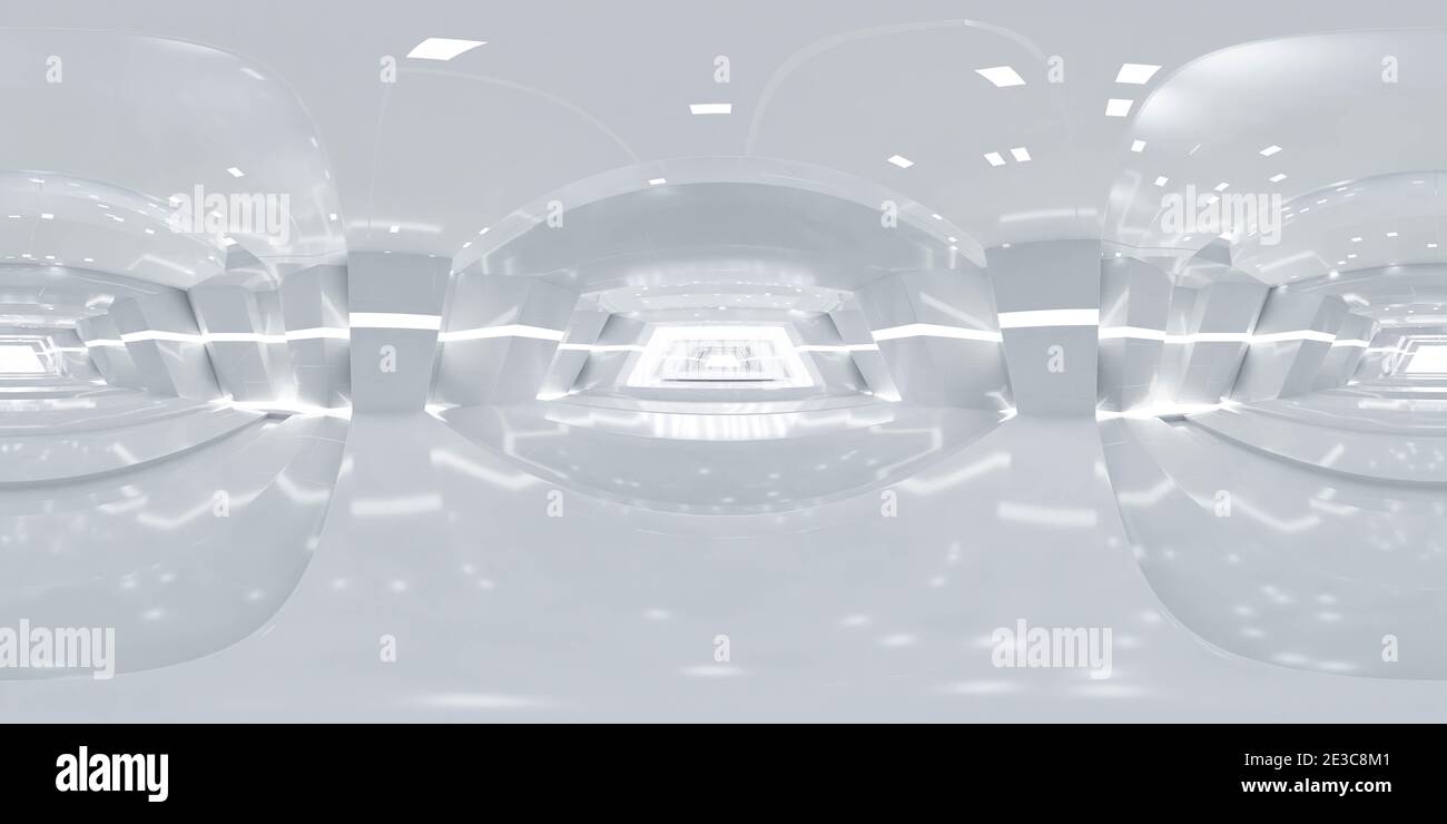 360 degree panorama of abstract white technology design modern ...