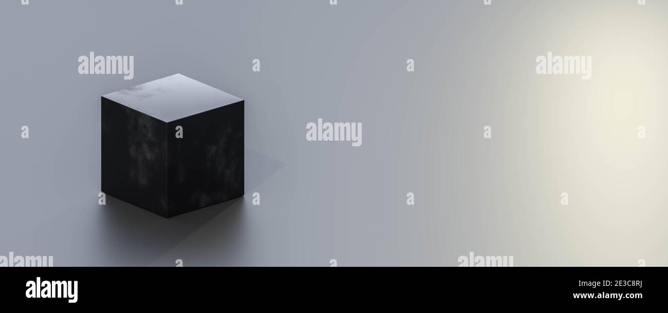 abstract black cube on dark background 3d render illustration Stock ...