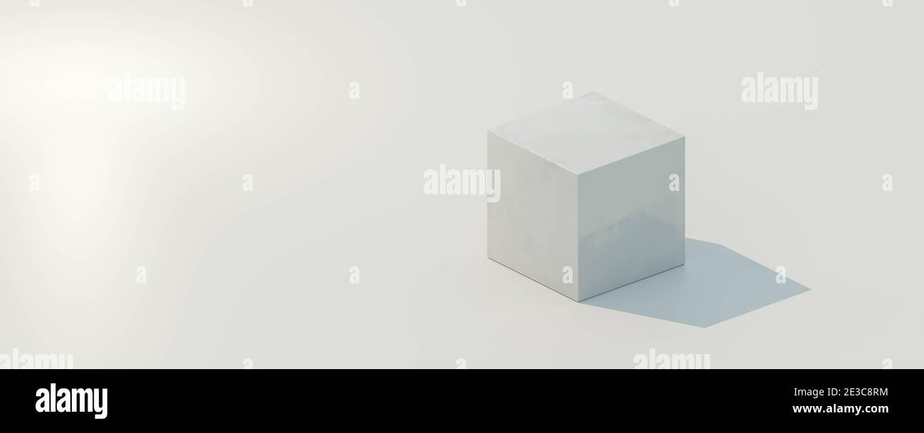 abstract white cube block with sun lighting and shadow 3d render ...
