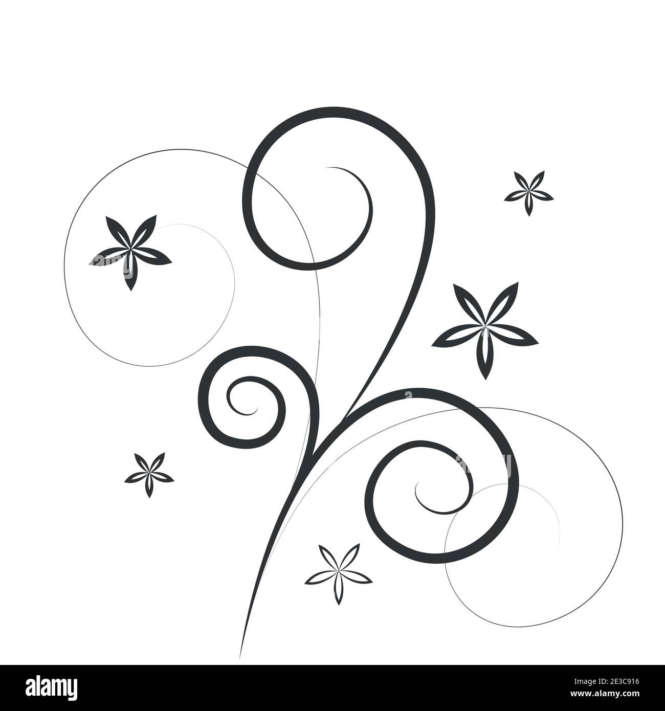 tendril with flowers floral design on white background vector ...