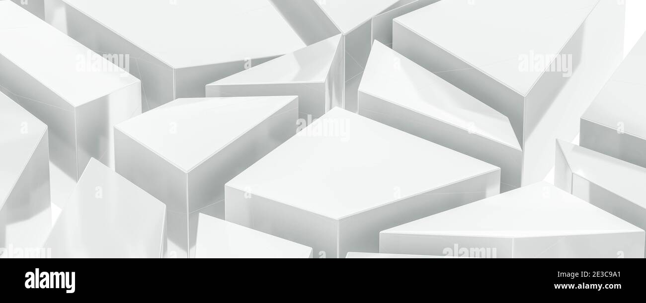 abstract modern white cube geometric shape polygon 3d render ...