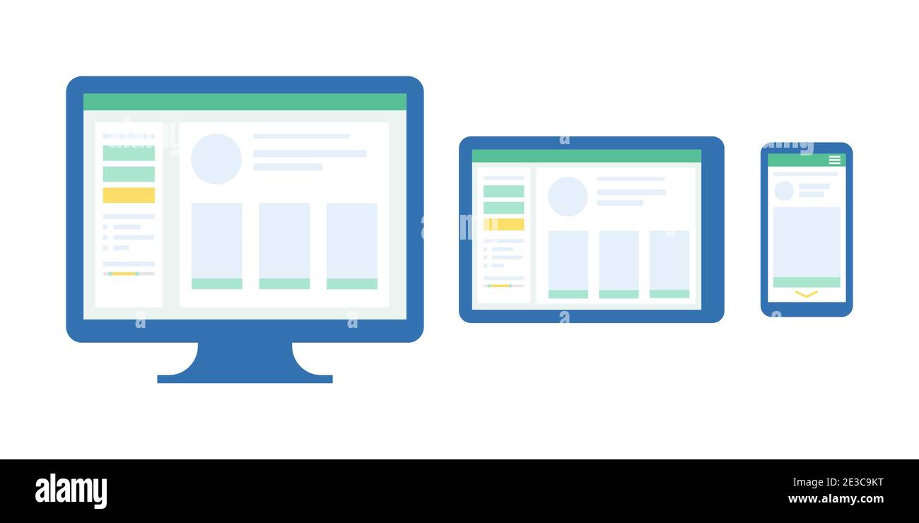 Computer, tablet and phone. Interface for different devices. Web site ...