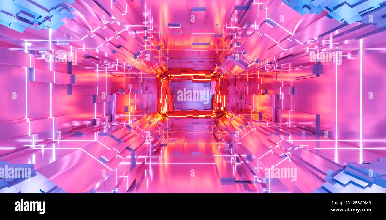 futuristic cubic technology surface 3d render illustration Stock Photo ...