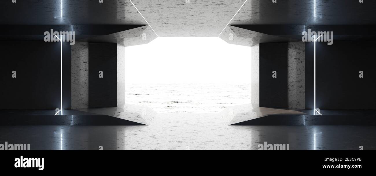 abstract dark futuristic architecture with reflections 3d render ...