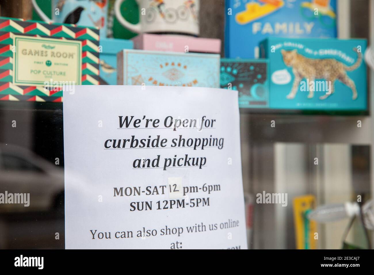 Toronto, Canada. 14th Jan, 2021. Signage on a store window with ...