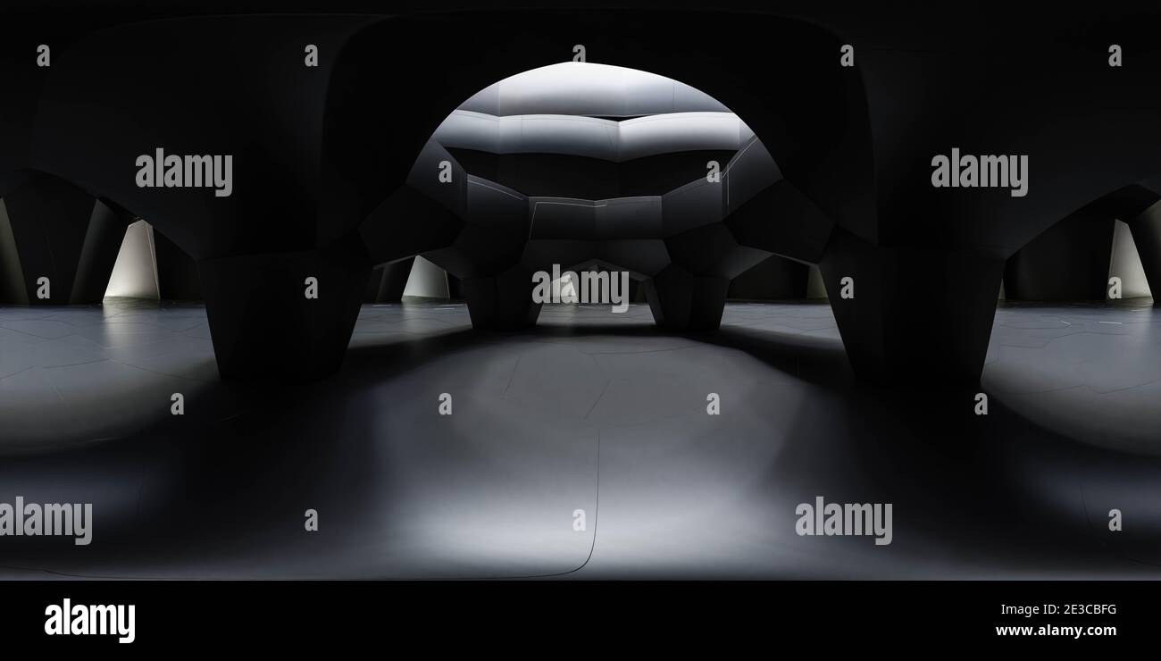 360 degree panorama view of futuristic abstract building 3d render ...