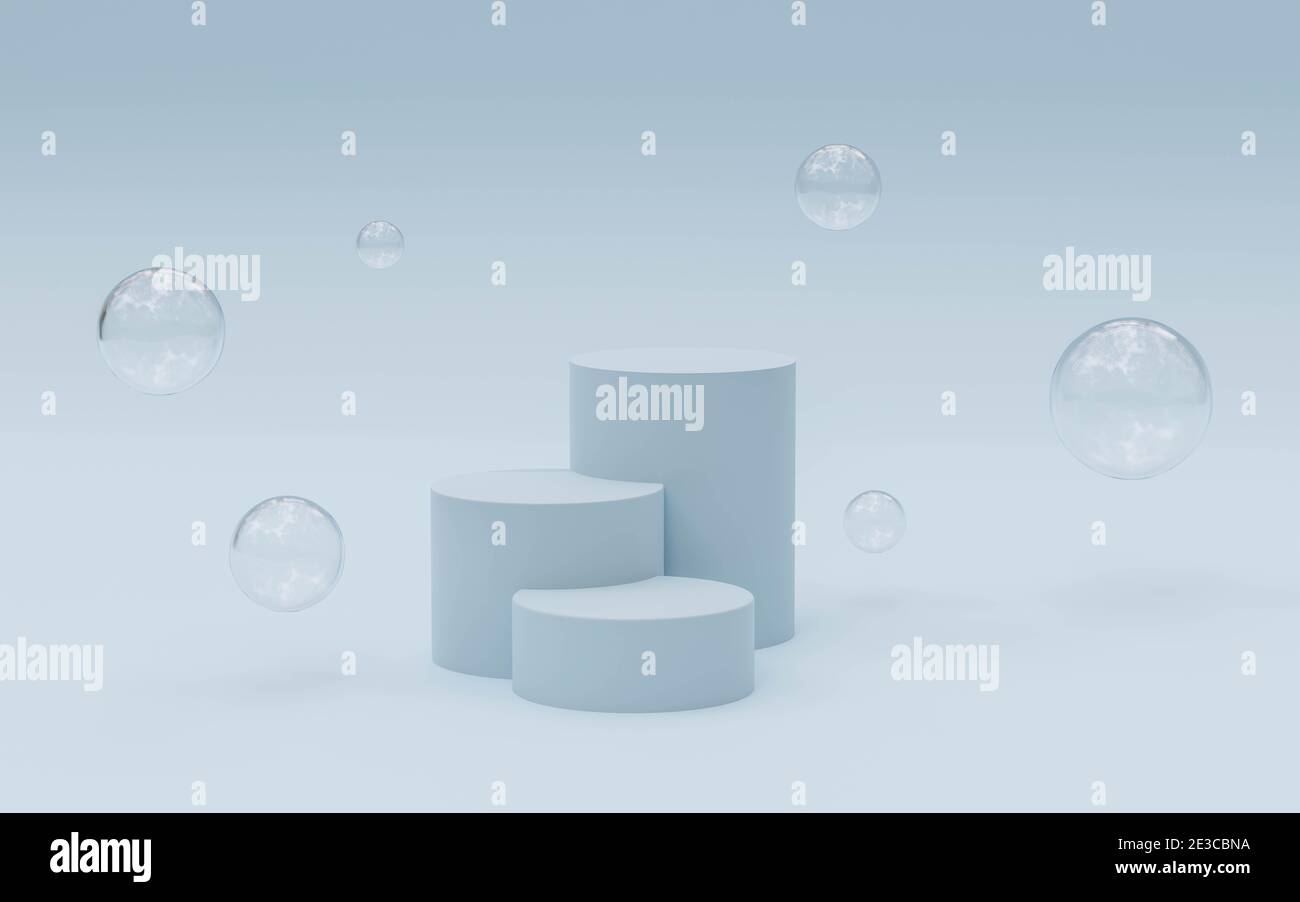 soft blue podiums product presentation showcase 3d render illustration ...