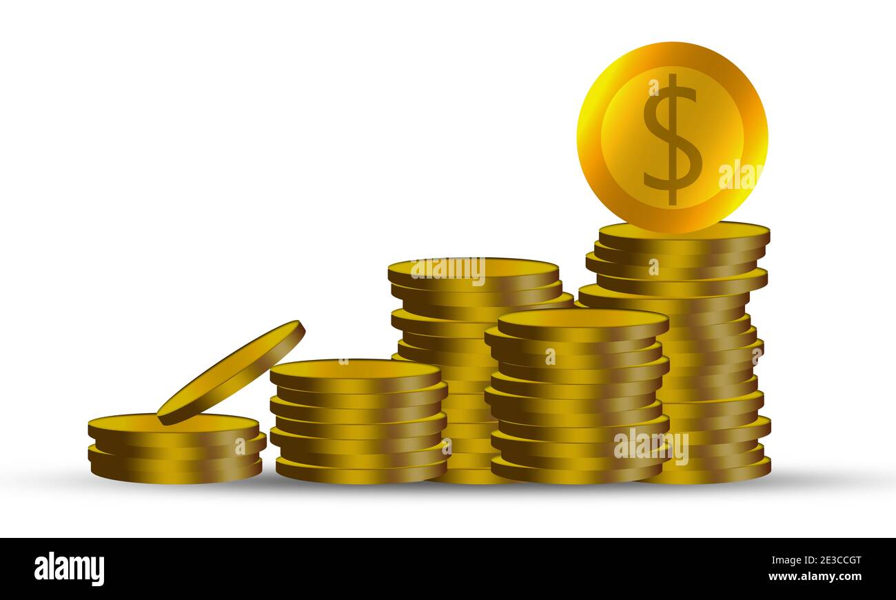 3D rendering illustration of money set isolated on white background ...