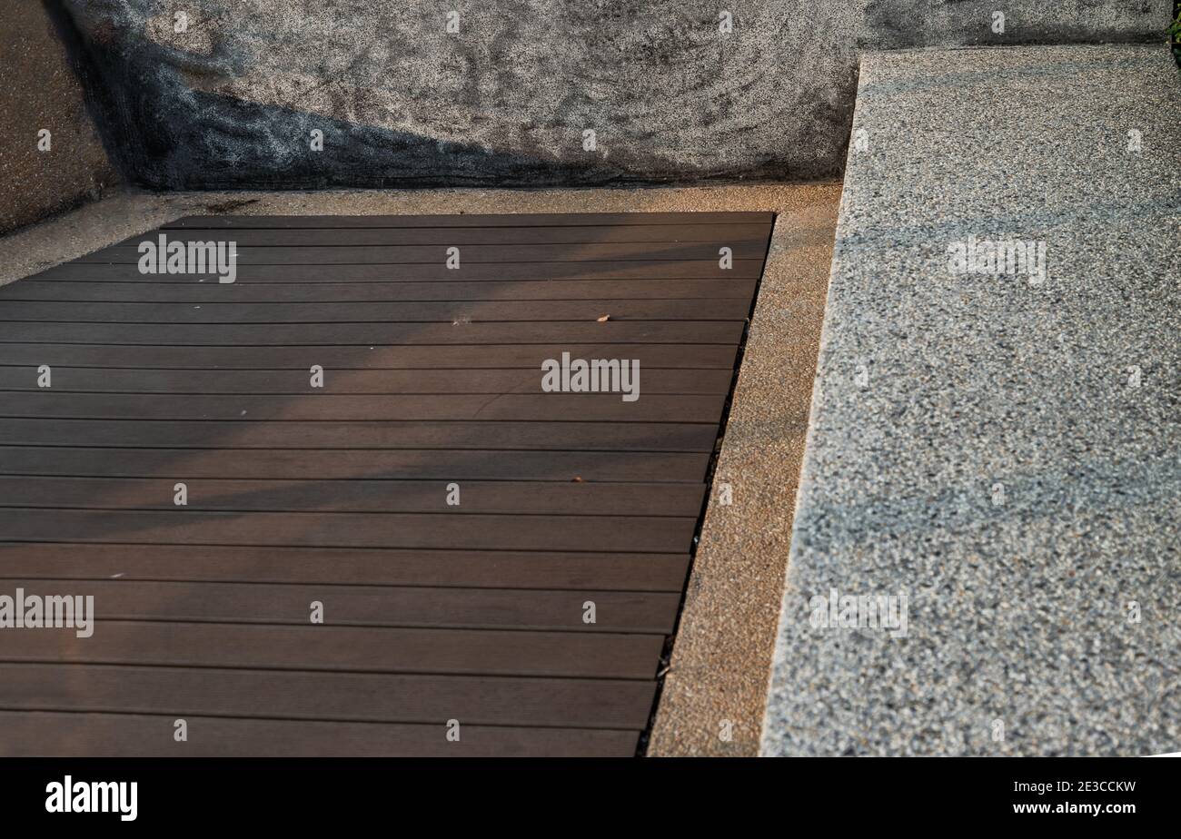 WPC terrace decking boards for background.for background. Copy space ...