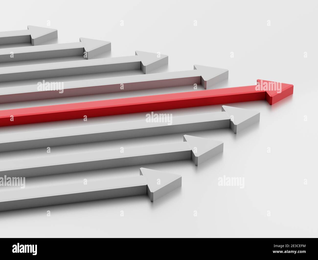 Leadership concept. One red leader arrow leading team forward. 3d ...