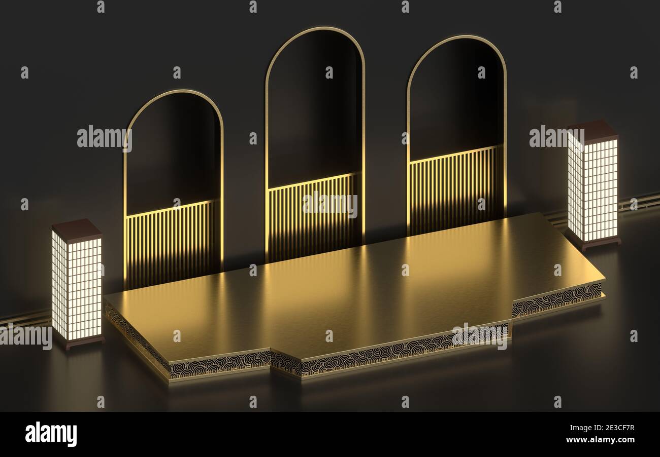 Empty marketing stage, Chinese style, 3d rendering. Computer digital drawing Stock Photo - Alamy
