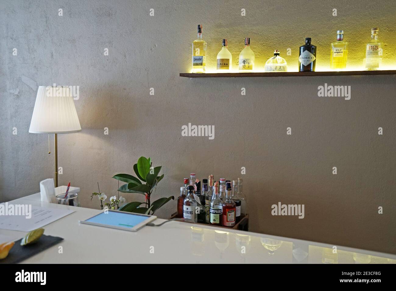 Interior bar design and decoration of local coffee shop and cocktail ...