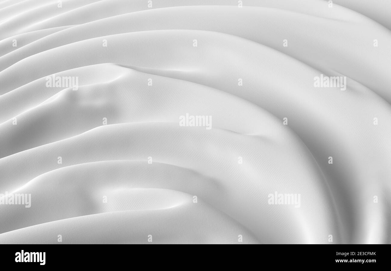 Flowing white cloth, white background, 3d rendering. Computer digital ...