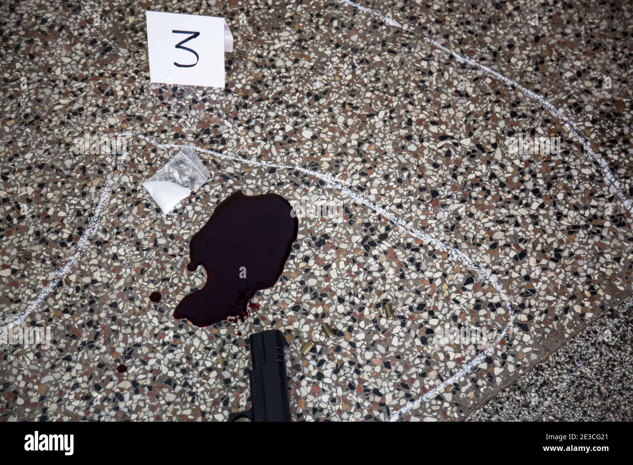 Crime scene, murder, investigation, police found discarded gun used by ...