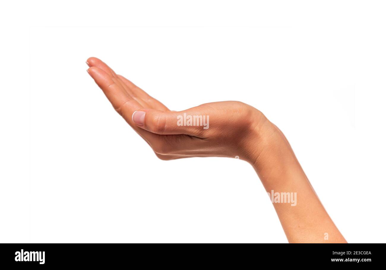 Female open hand isolated on white background Stock Photo - Alamy