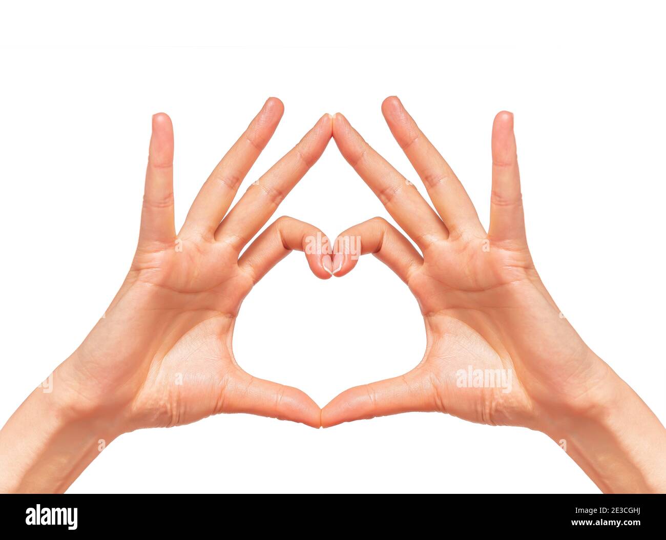Female hands in the shape of a heart isolated on white background Stock ...