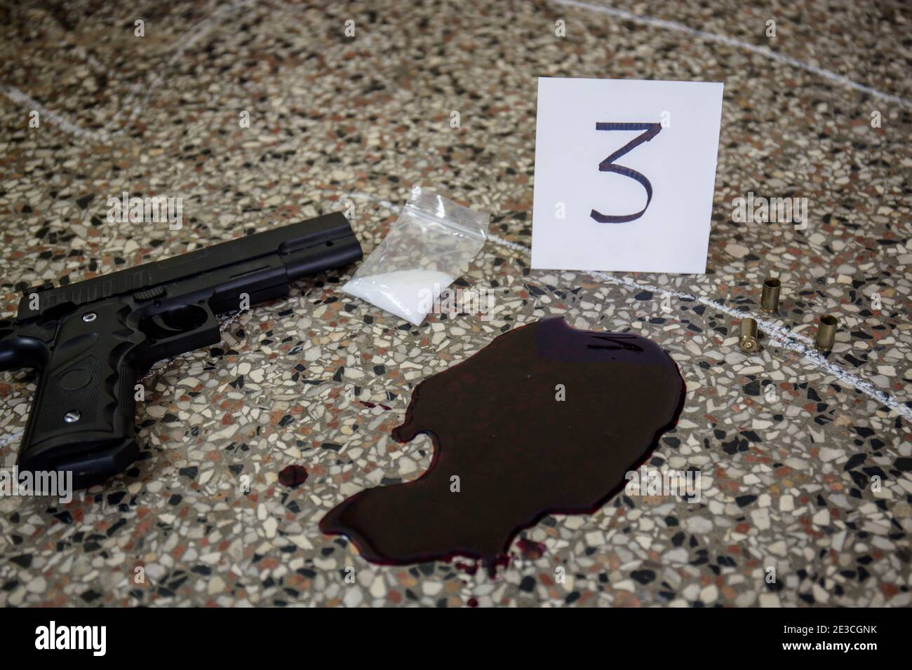 Crime scene, murder, investigation, police found discarded gun used by ...