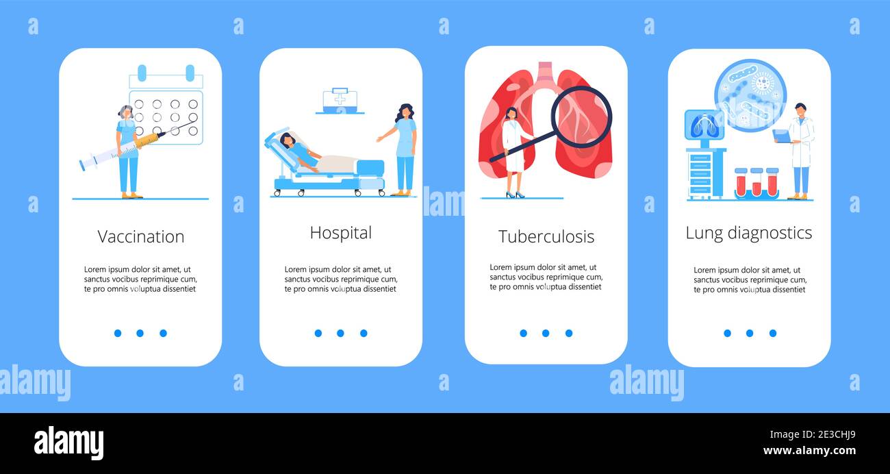 Tuberculosis, pneumonia app template vector. Lung diagnosis concept, it ...