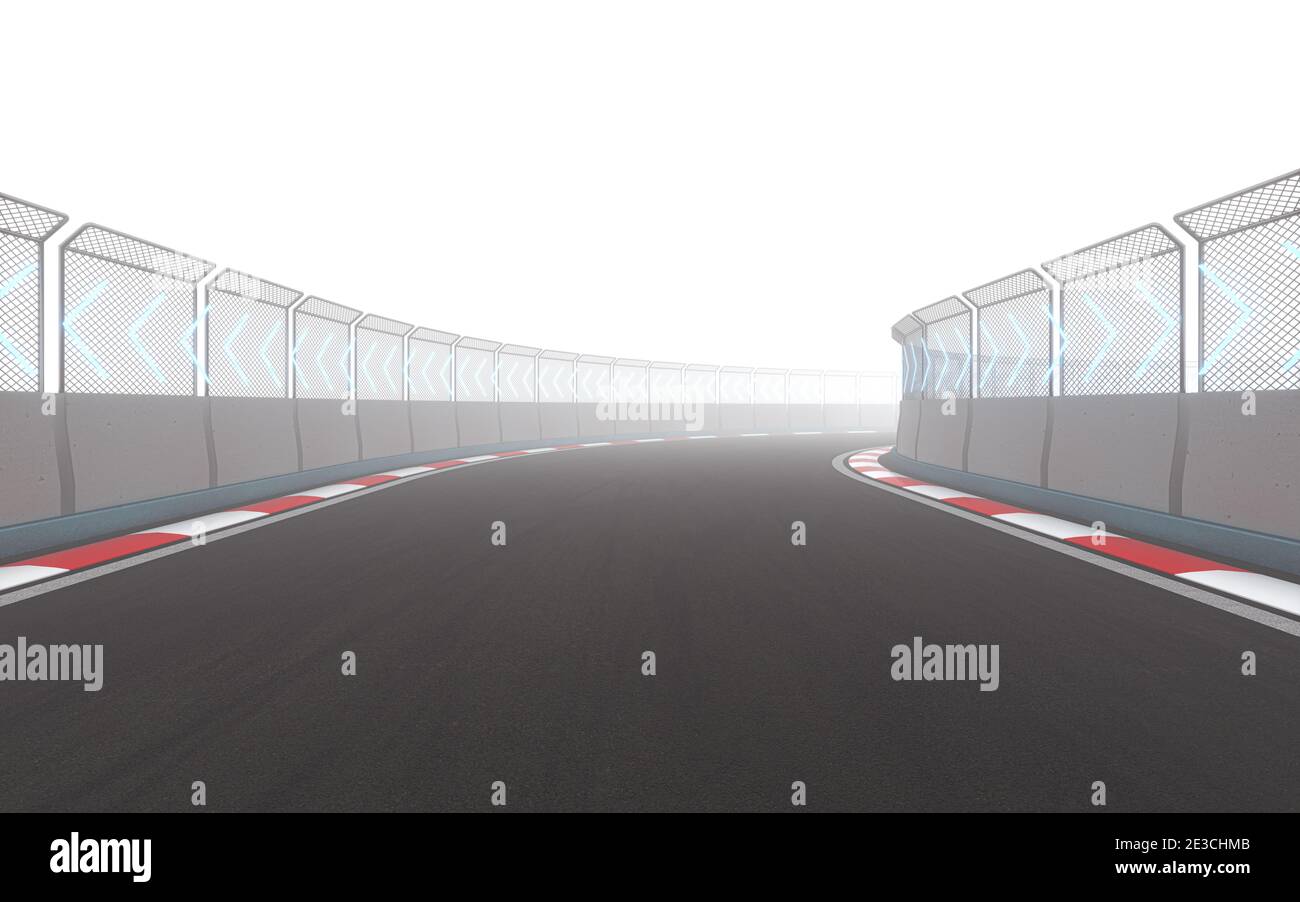 View of the infinity empty asphalt international race track, 3d ...