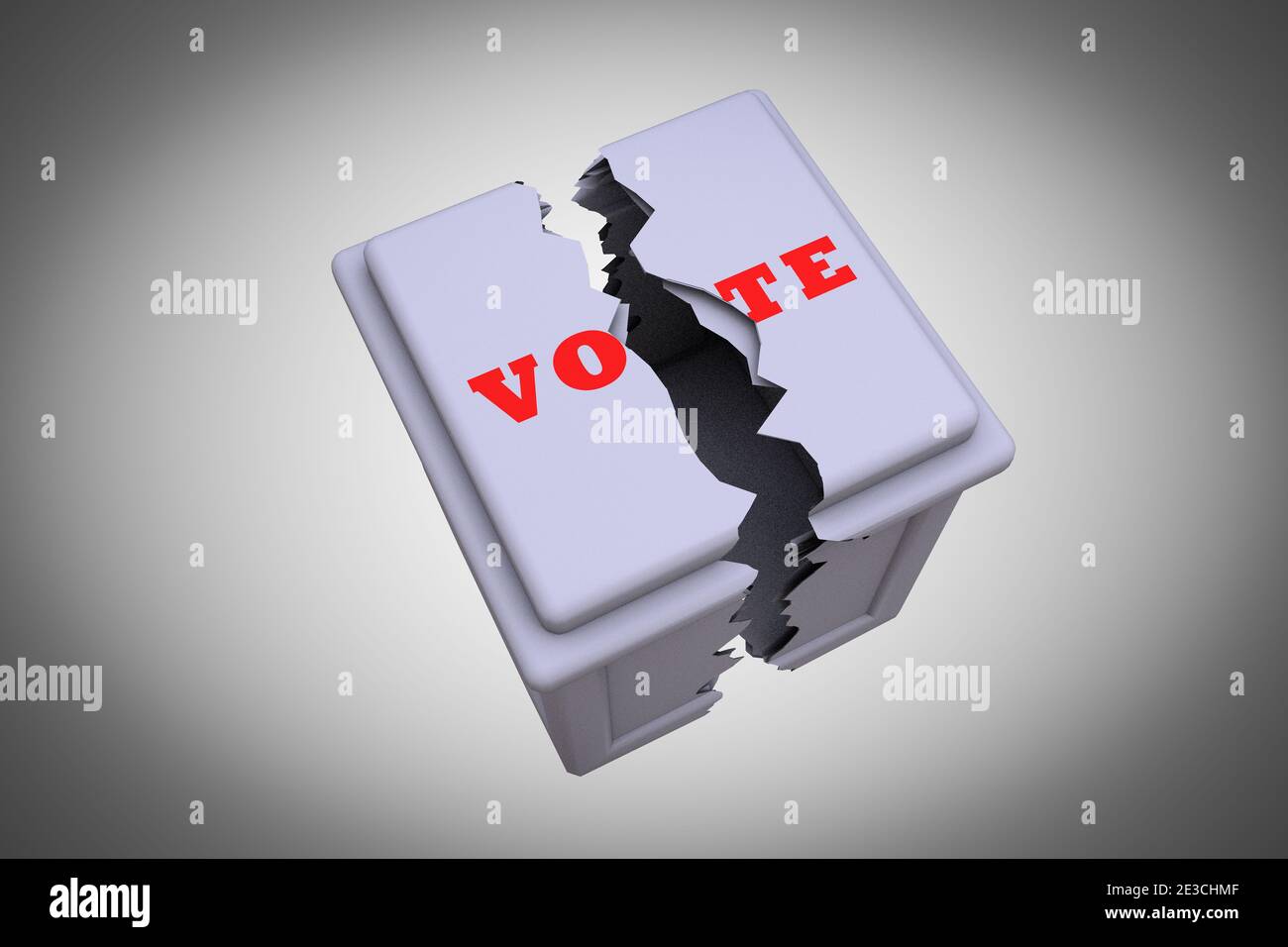 Ballot box divided into two parts demonstrating Divided vote concept ...