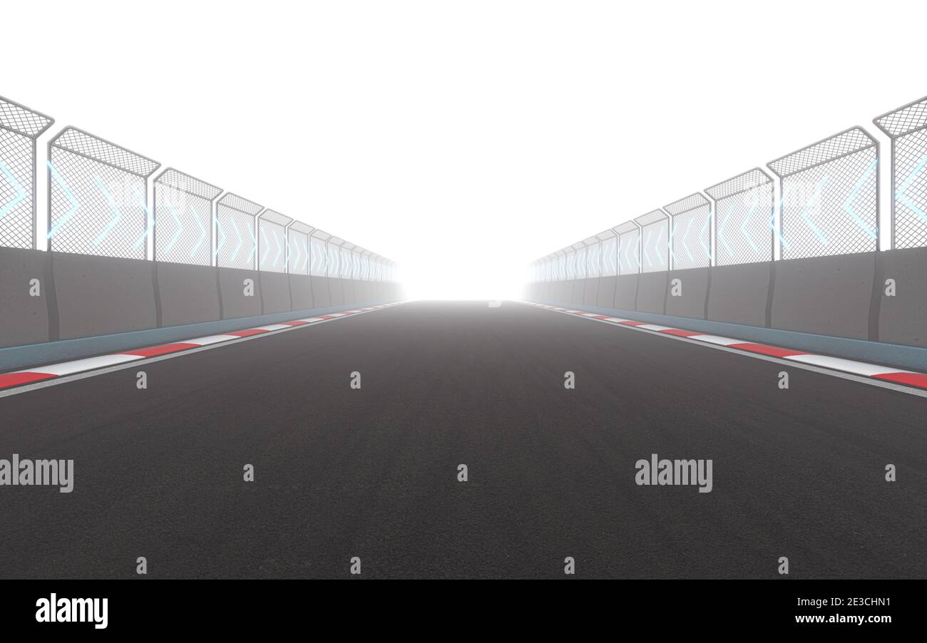 View of the infinity empty asphalt international race track, 3d ...