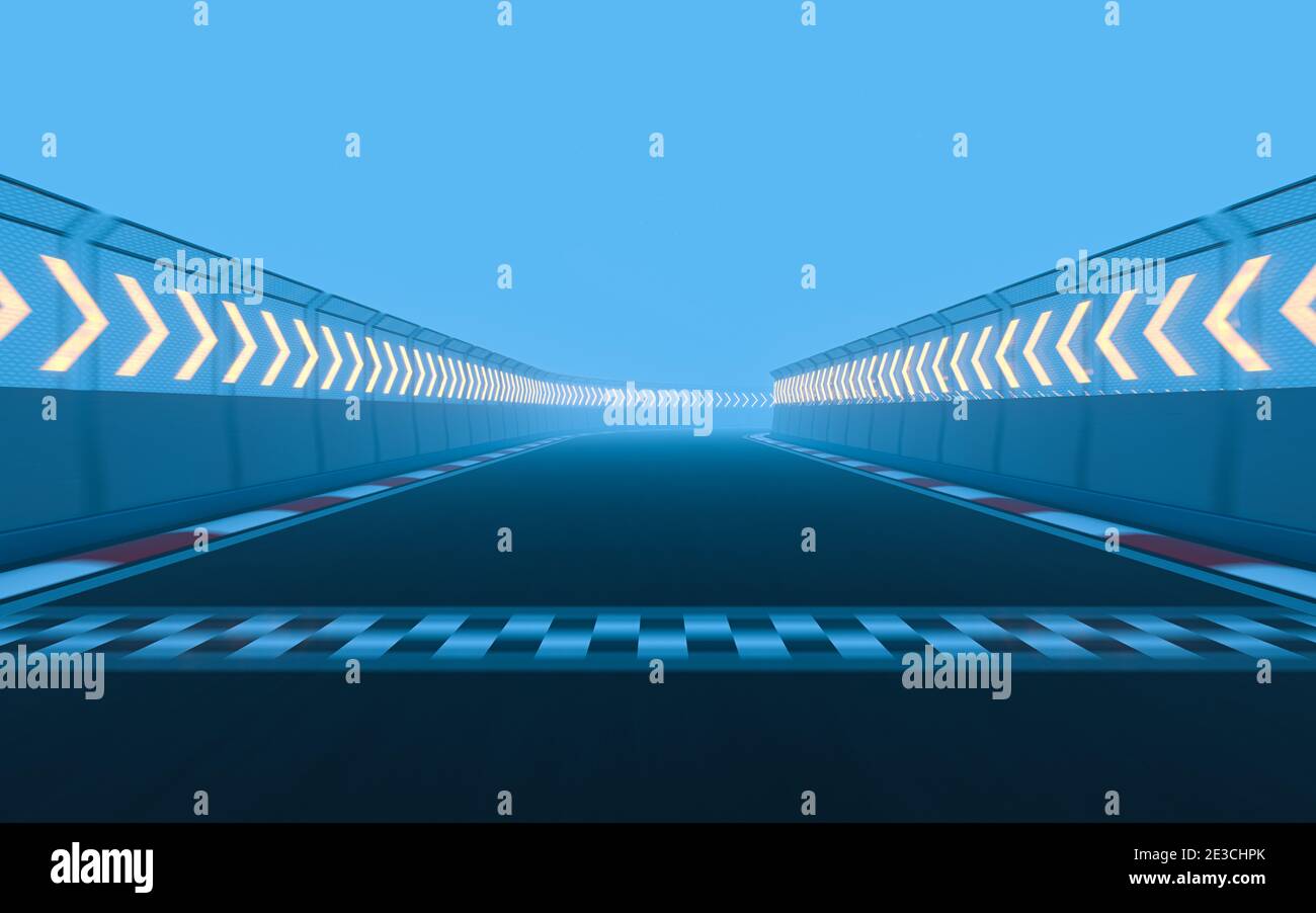 View of the infinity empty asphalt international race track, 3d ...