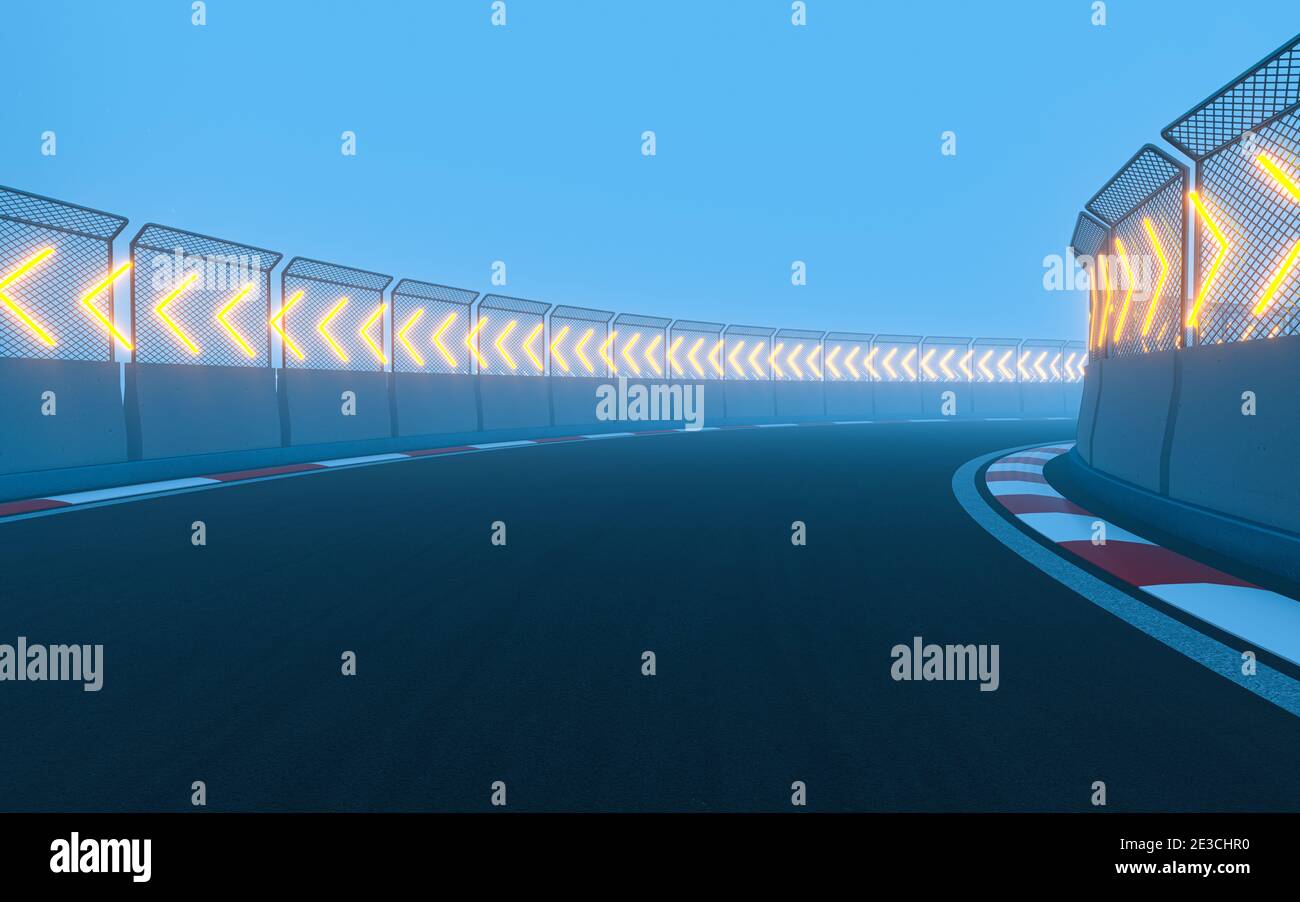 View of the infinity empty asphalt international race track, 3d ...