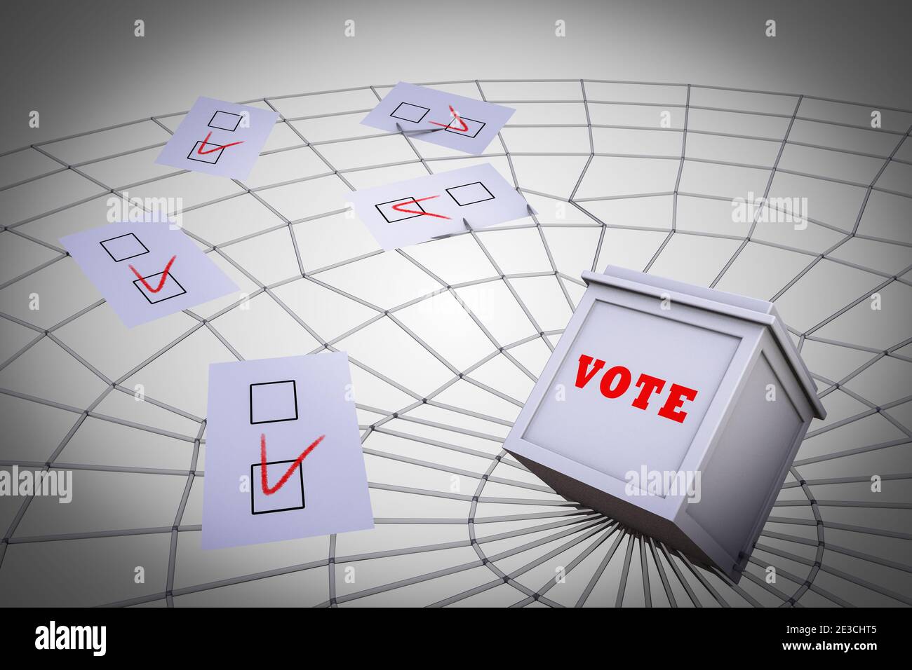 Ballot box on a spider web demonstrating Election fraud concept. 3D ...