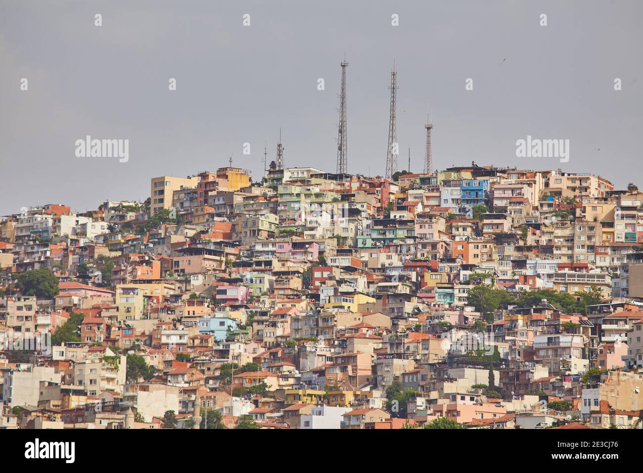 Slum neighborhood. Old settlement area built on slopes. izmir, Turkey ...