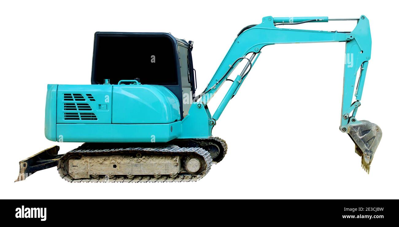 Mini Blue Excavator Isolated on White Background Stock Photo - Alamy