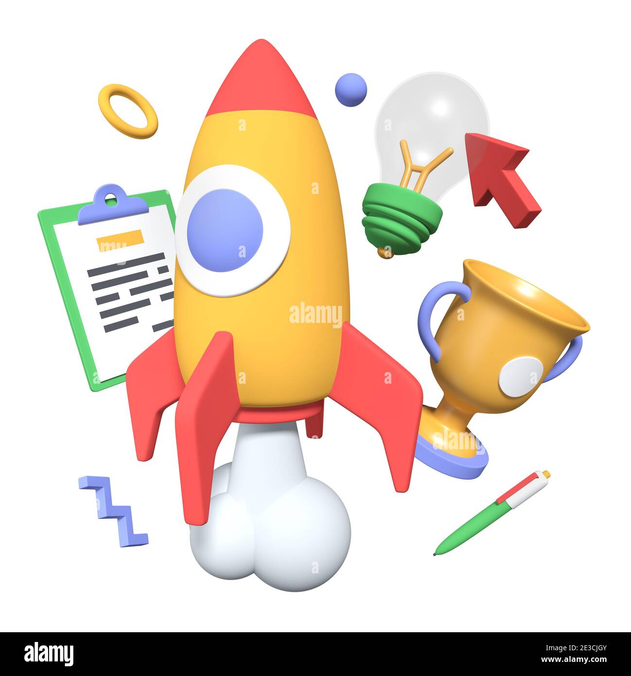 Start up - modern colorful realistic 3d illustration on white ...