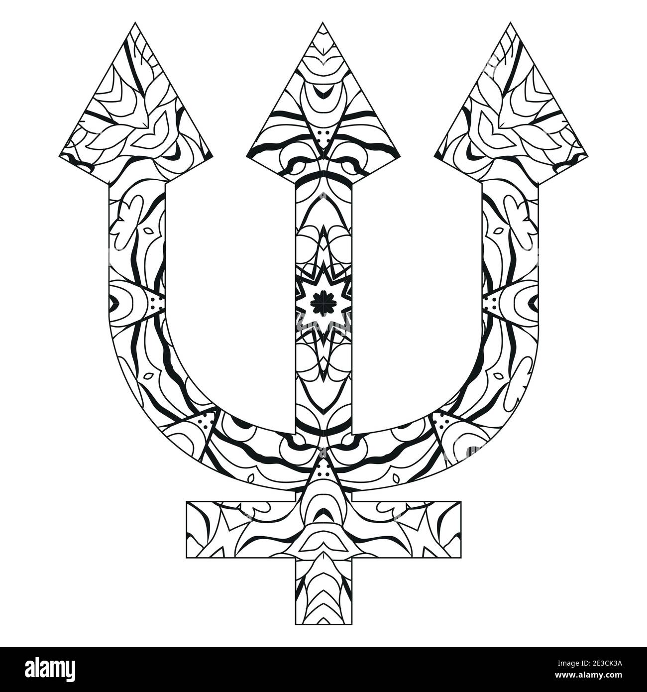Neptune sign, astrology concept art for coloring. Tattoo design ...