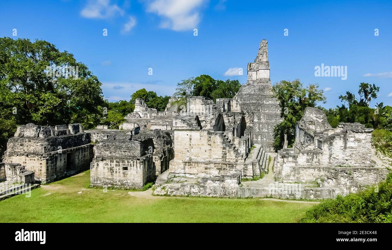 Famous ancient Mayan temples in Tikal National Park, Guatemala, Central ...