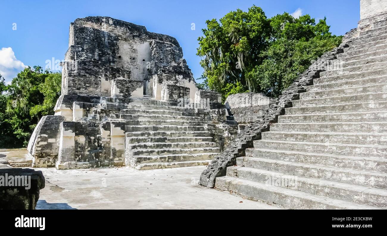 Famous ancient Mayan temples in Tikal National Park, Guatemala, Central ...