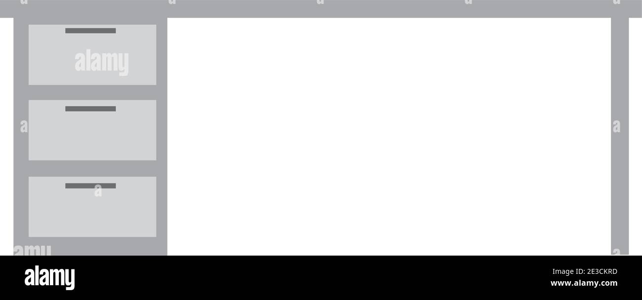 office desk with drawers furniture cartoon flat isolated style vector ...