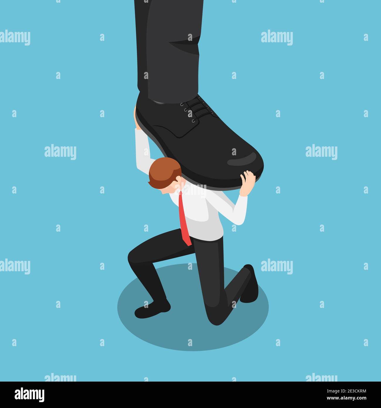 Flat 3d Isometric Businessman Carrying Stomping Foot. Business Pressure ...