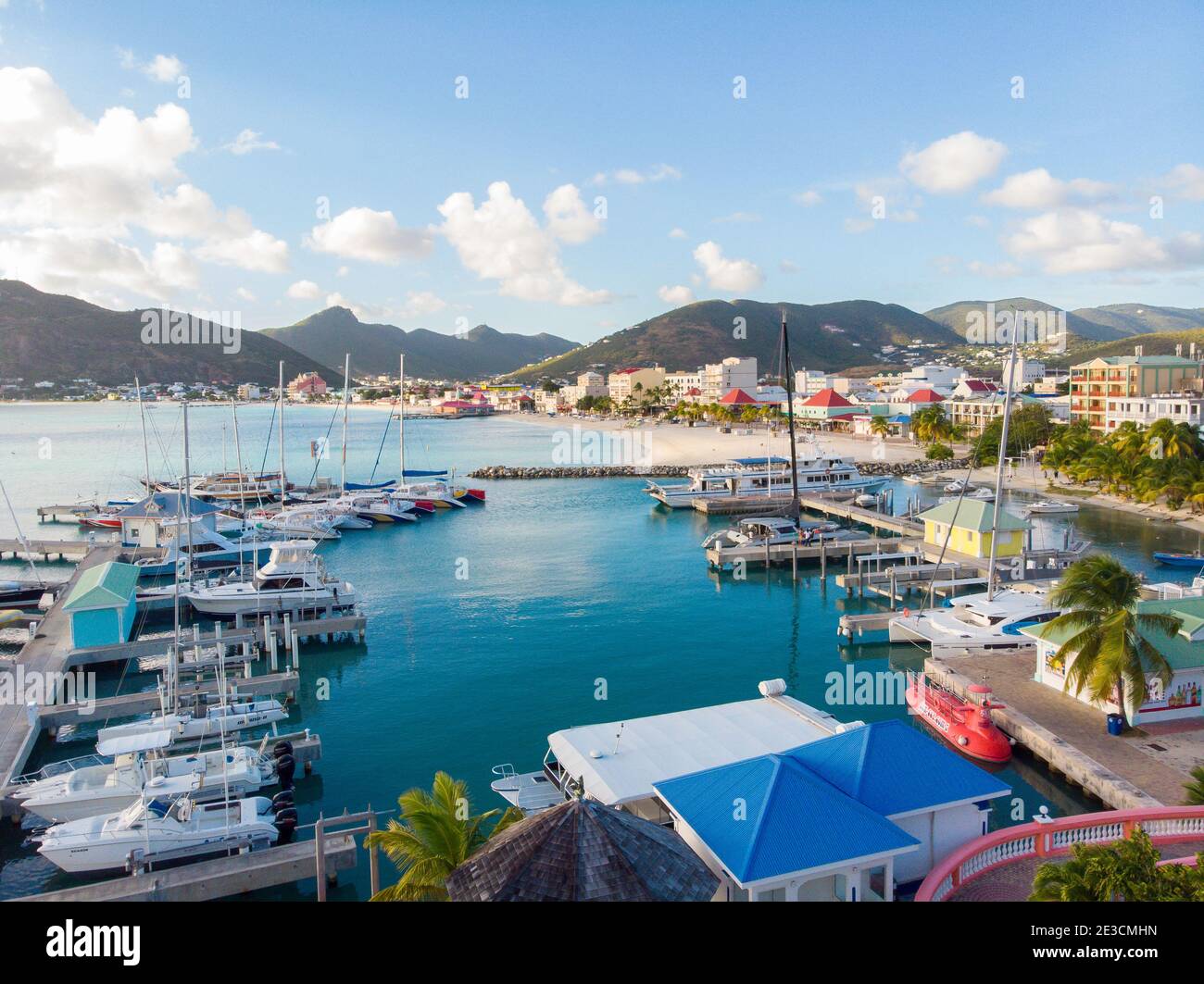 Aerial view of the caribbean island of St.maarten. Caribbean island ...