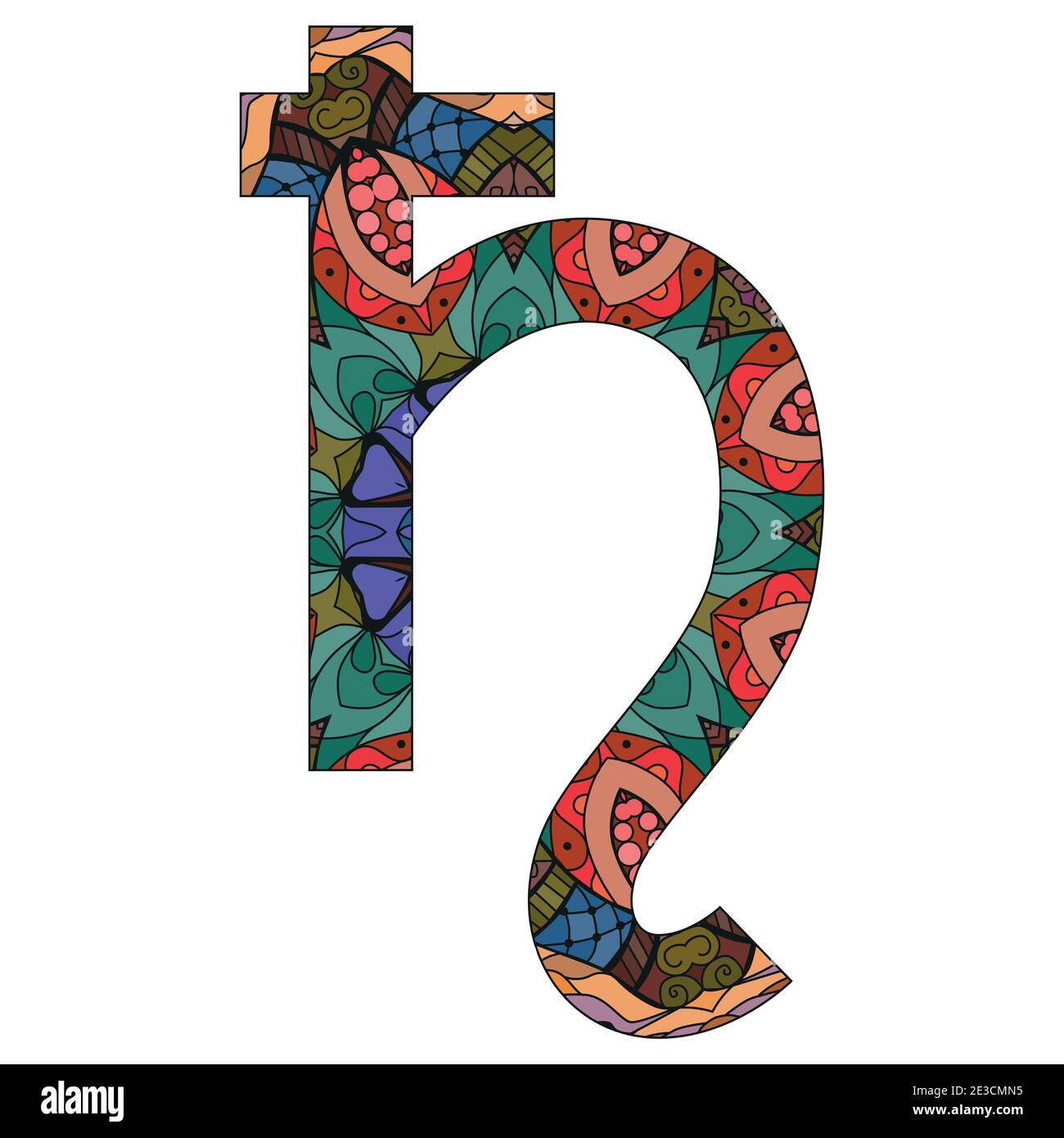 Vector handdrawn illustation of Saturn sign. Horoscope signs, magic ...