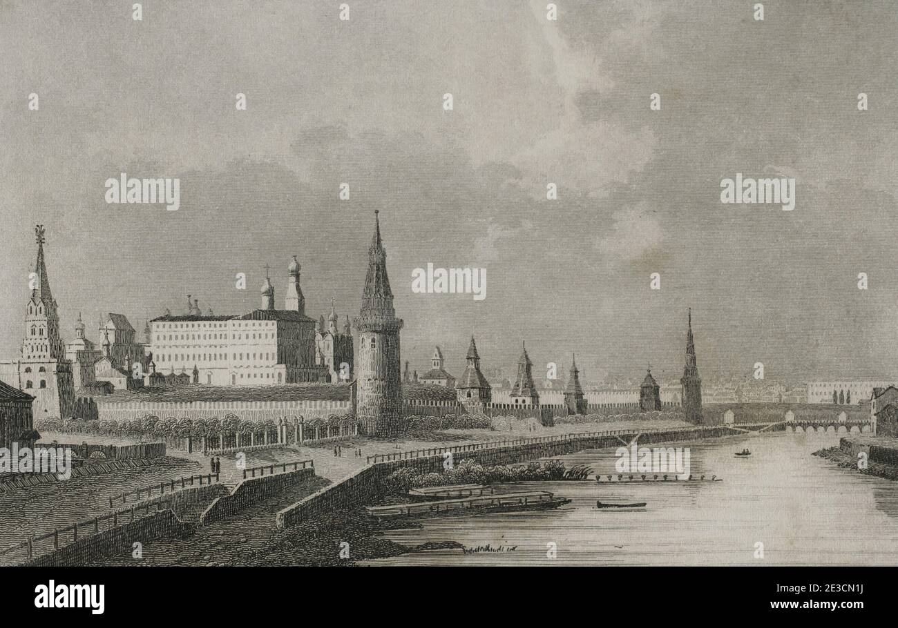 Moscow towers and engraving hi-res stock photography and images - Alamy