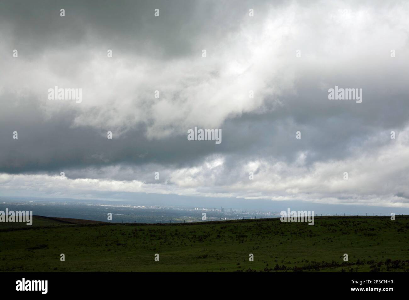 Summer storm passing across Manchester viewed from near Bowstonegate ...