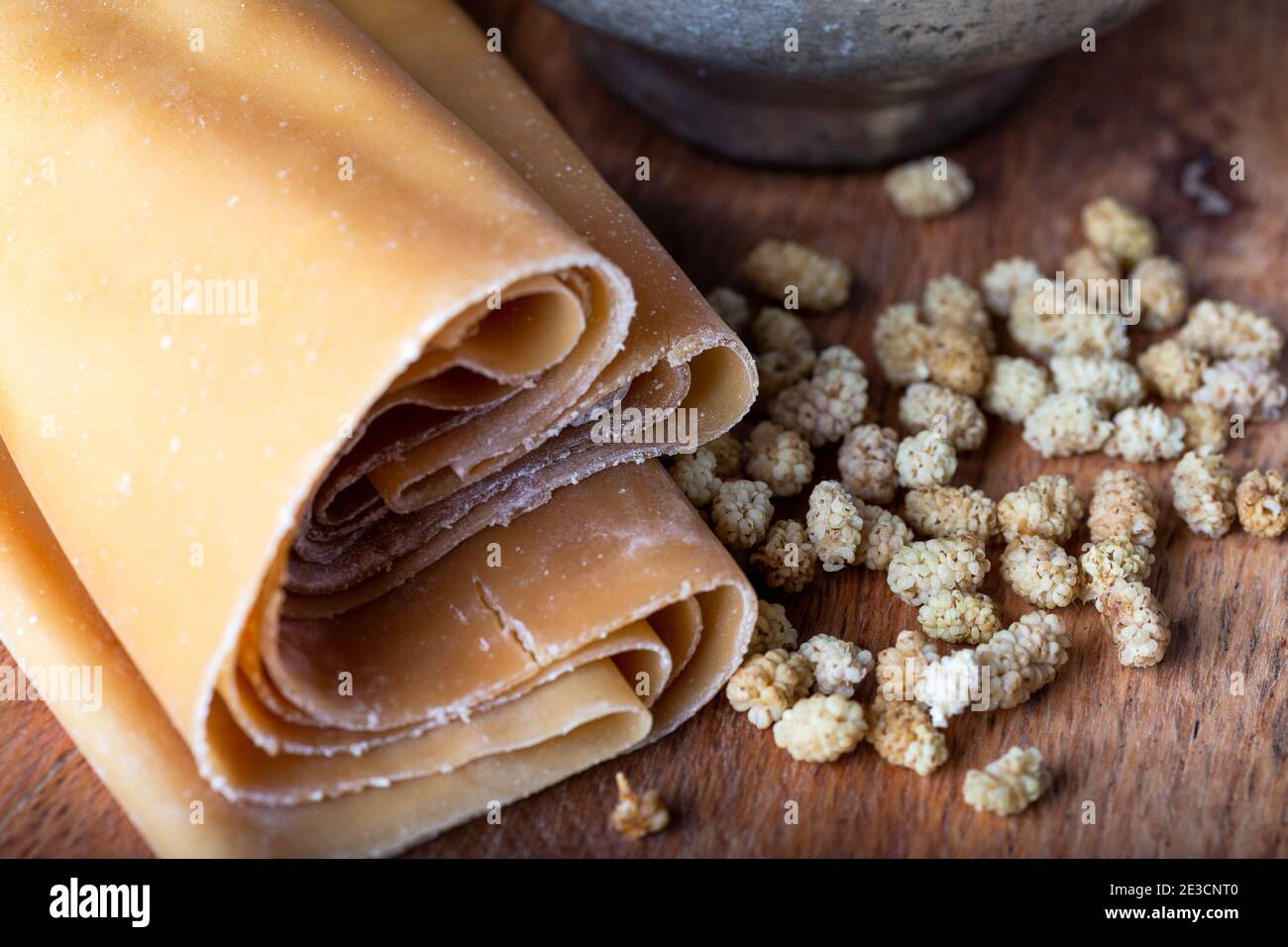 Mulberry pulp (pestil) with dried mulberries. Dried Fruit Pulp Mulberry ...