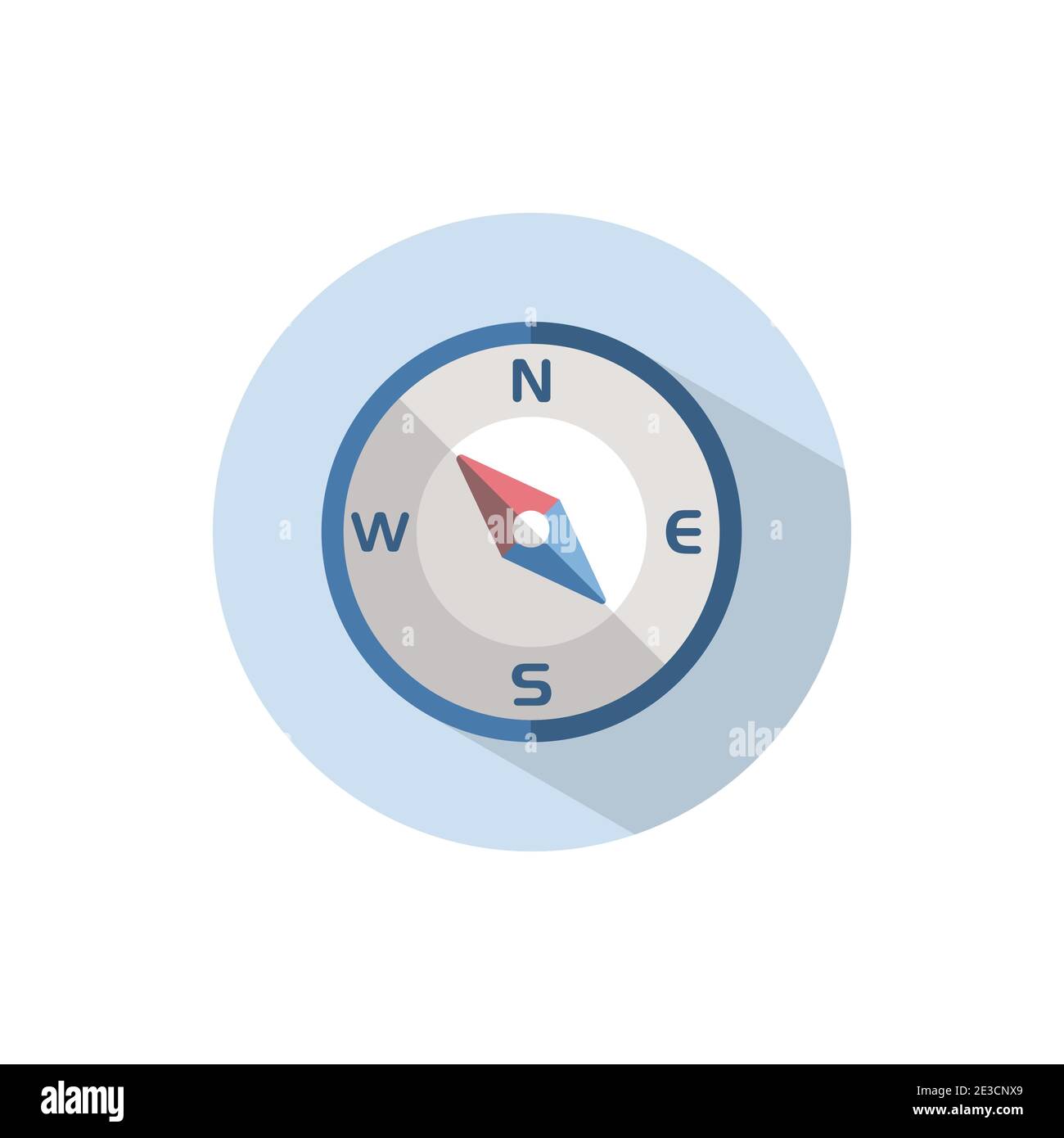 Compass north west direction. Flat color icon on a circle. Weather ...