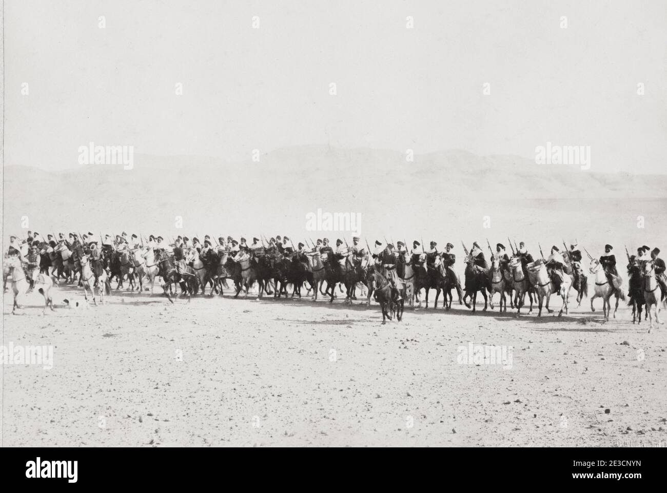 Vintage 19th century photograph: Algerian cavalry, mounted on their ...