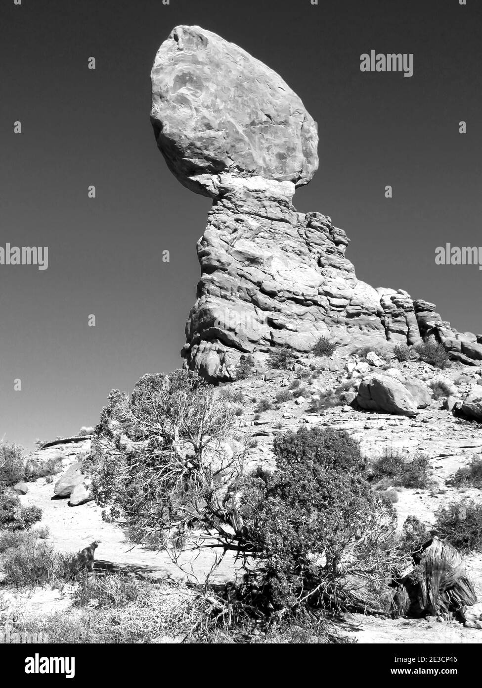 The Famous Balancing Rock of Archers National Park in Black and White ...