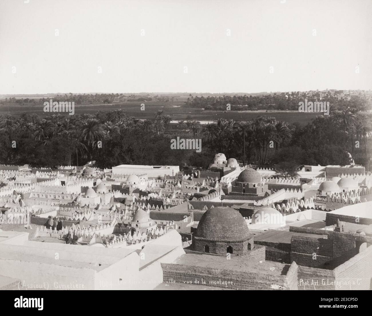 Vintage 19th century photograph: city of Assiout, Asyut, Egypt, Arab ...