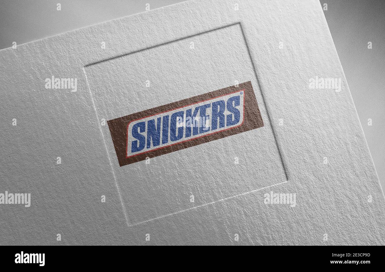 snickers logo paper texture illustration Stock Photo - Alamy